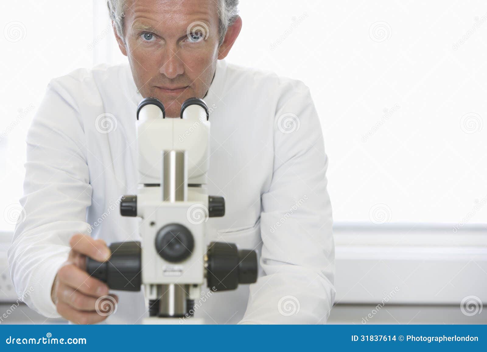 Scientist Using Microscope in Laboratory Stock Photo - Image of biology ...
