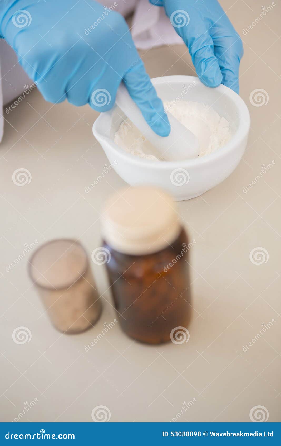 Scientist Using Pestle and Mortar Stock Photo - Image of examining ...