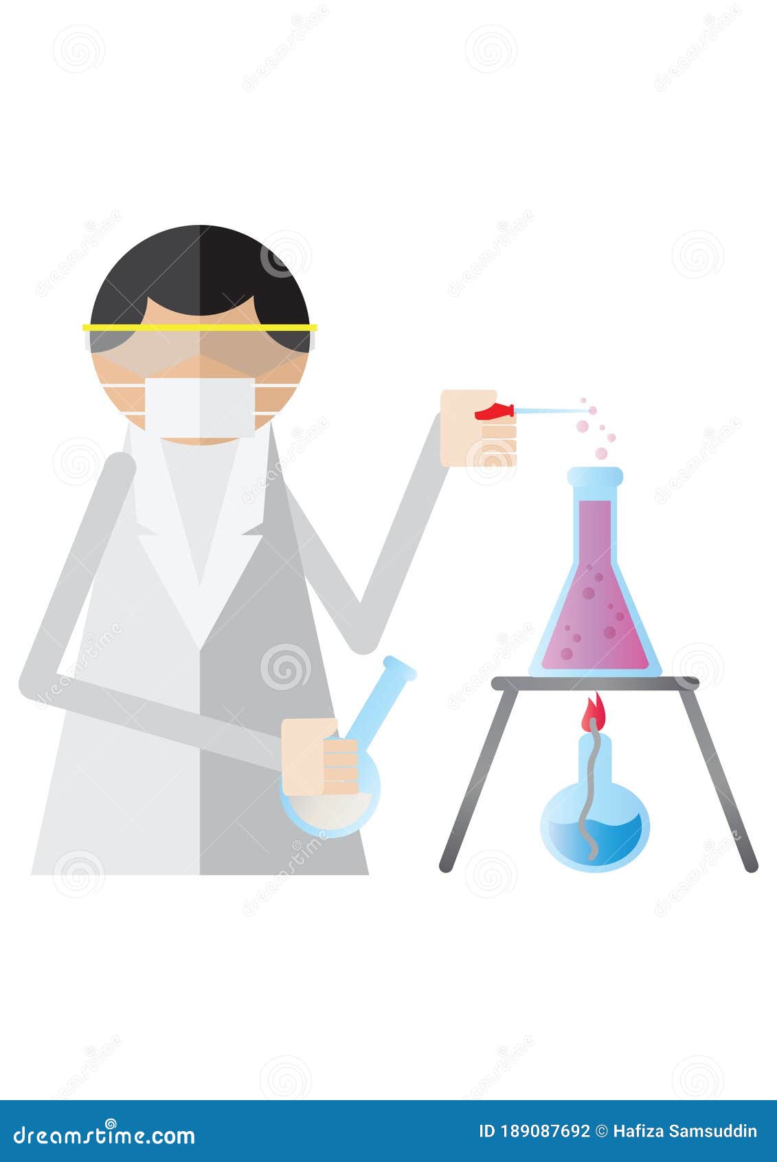 Scientist Using a Pipette To Drip Solution into Beaker. Vector ...