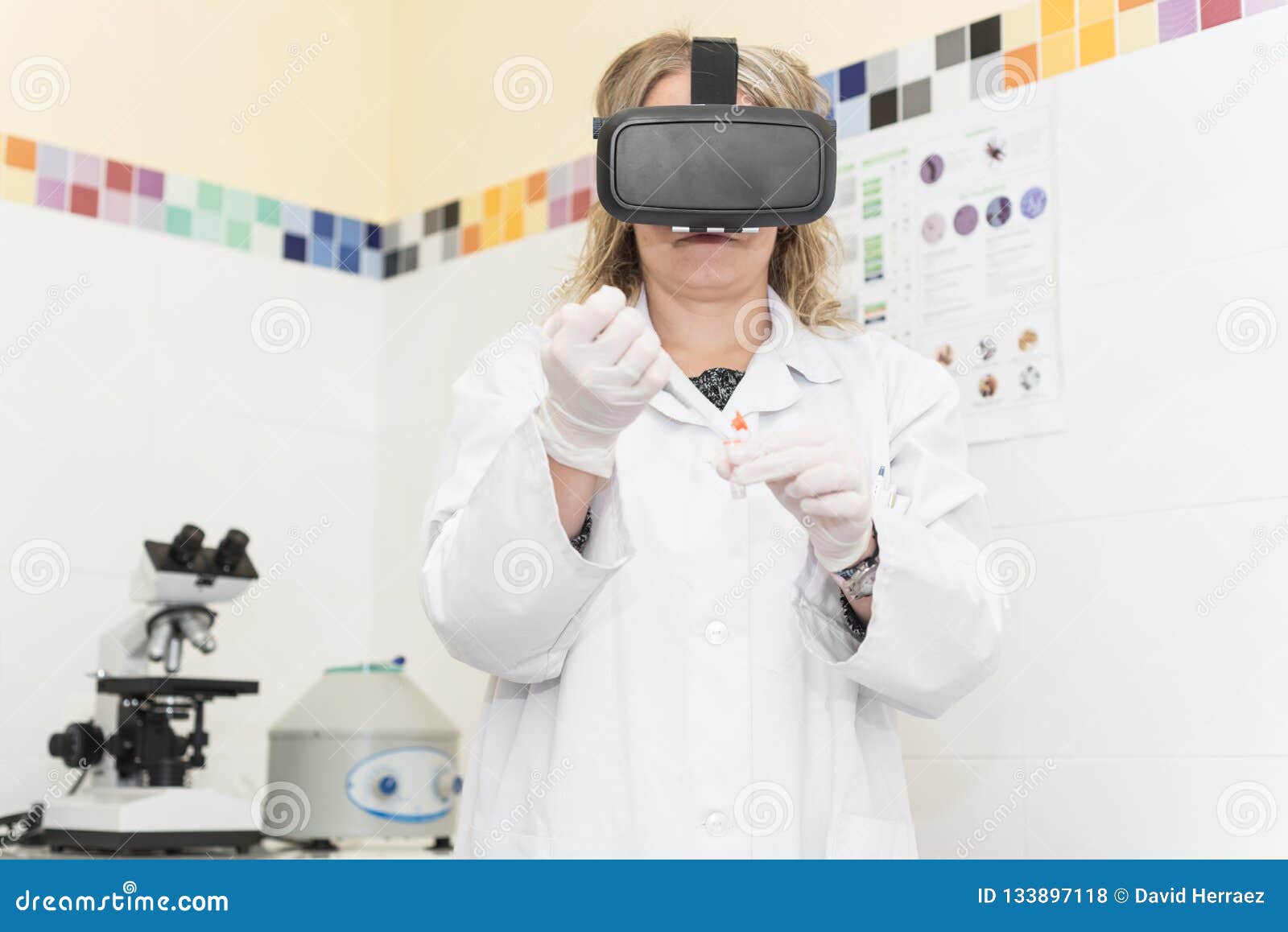 Scientist Using Virtual Reality Glasses for Research in Laboratory ... Scientist Using Virtual Reality Glasses for Research in Laboratory ...