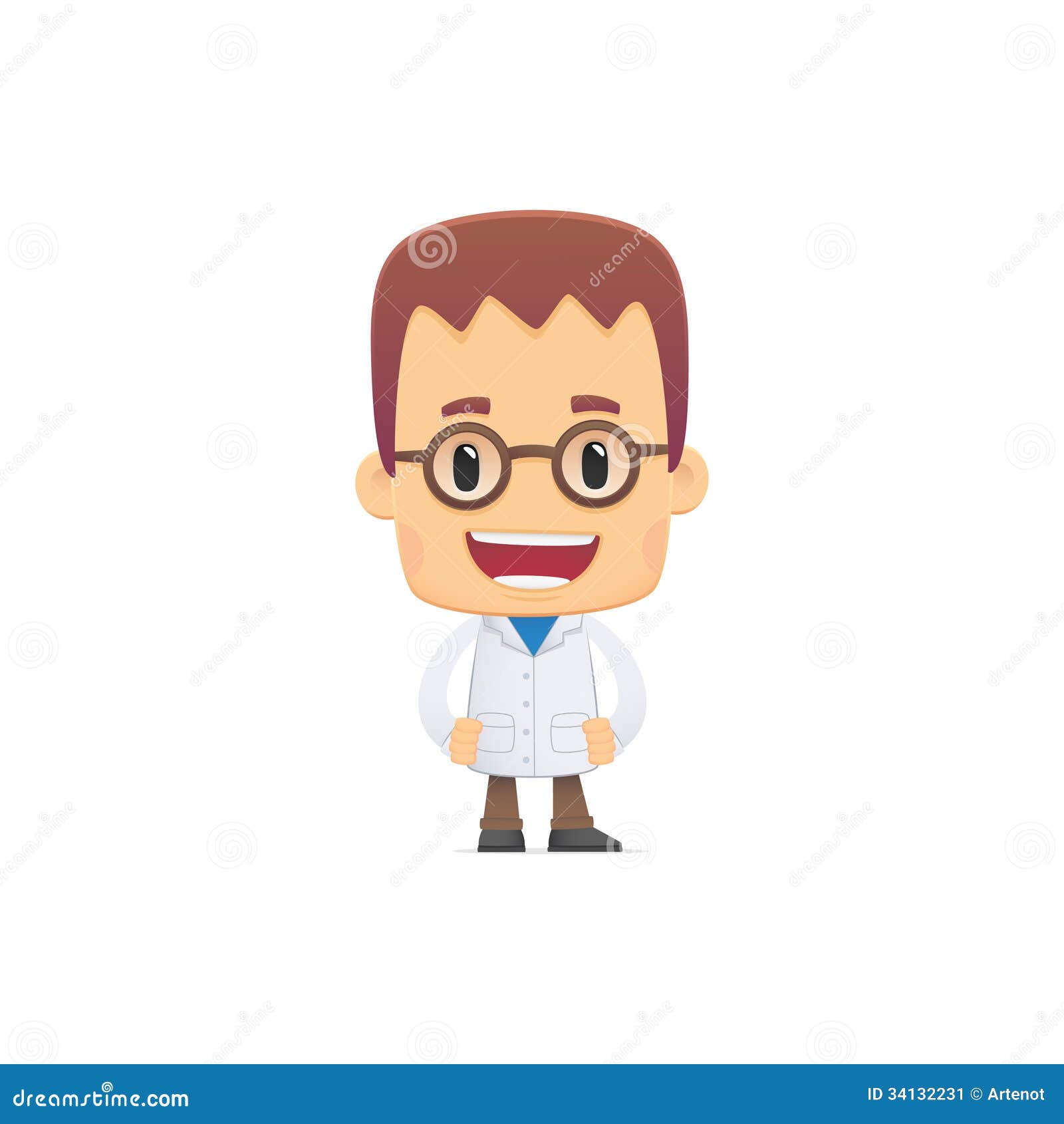 Scientist. in Various Poses Stock Vector - Illustration of happy ...