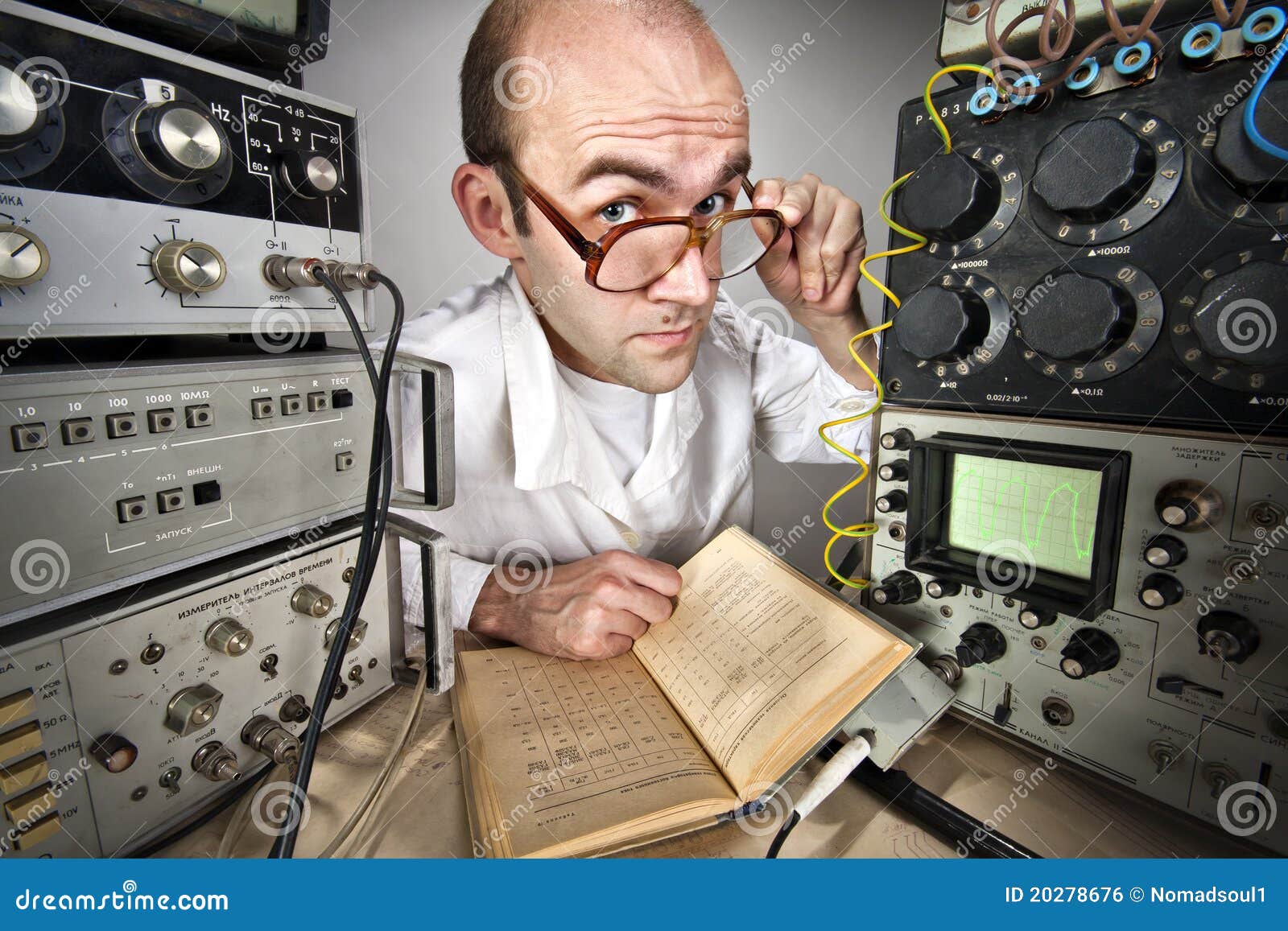 Scientist at Vintage Laboratory Stock Photo - Image of looking ...