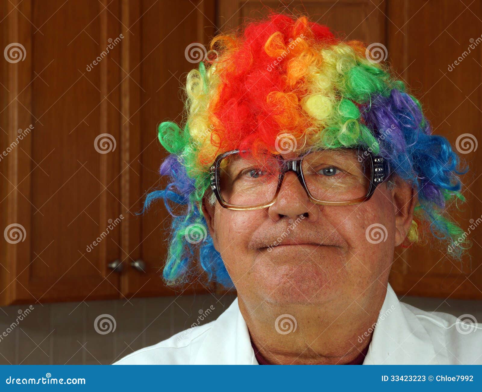 Scientist Wears a Clown Wig Stock Image - Image of model, colorful ...