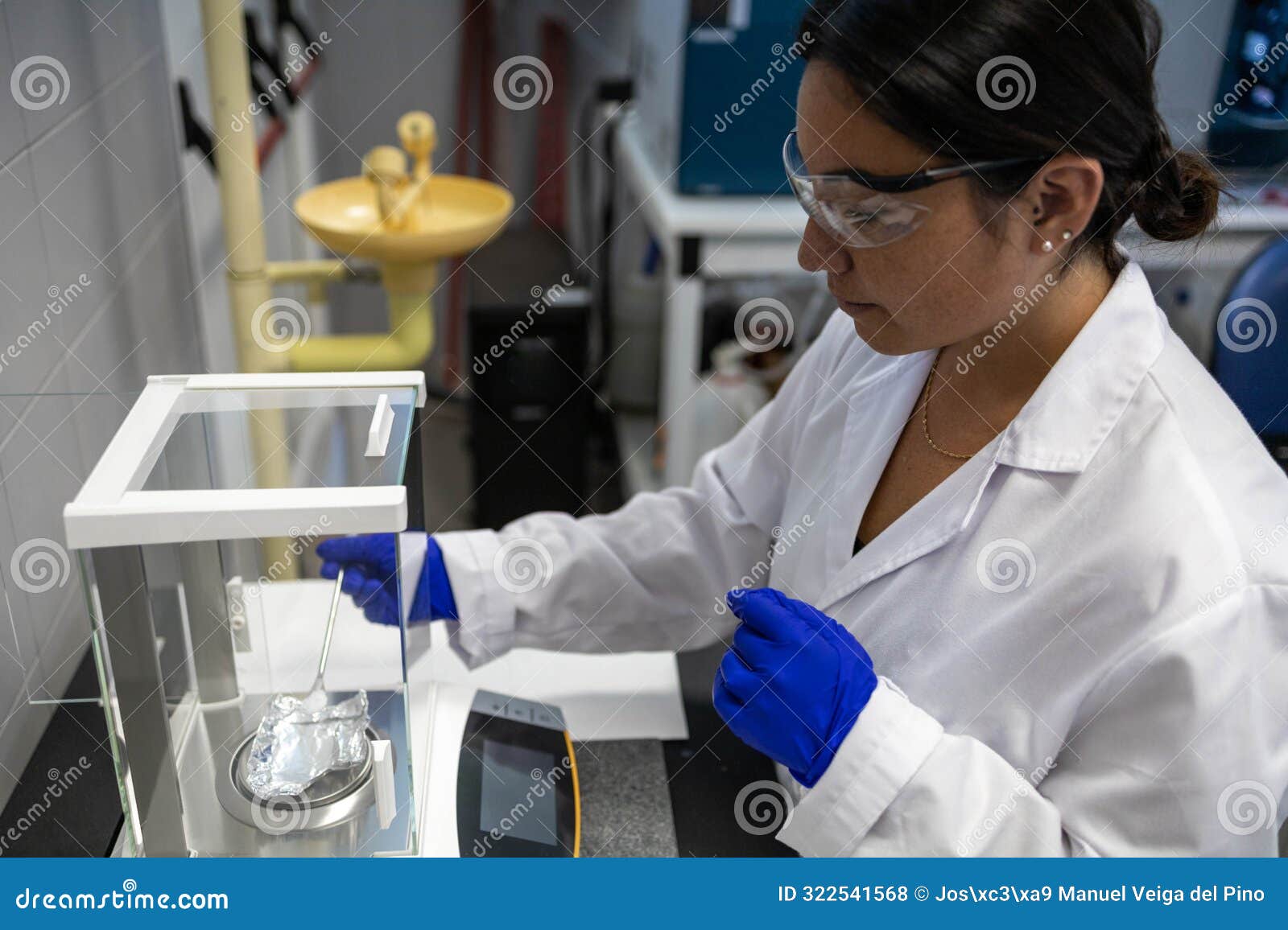 Scientist Weighing a Sample on a Scale Stock Photo - Image of work ...