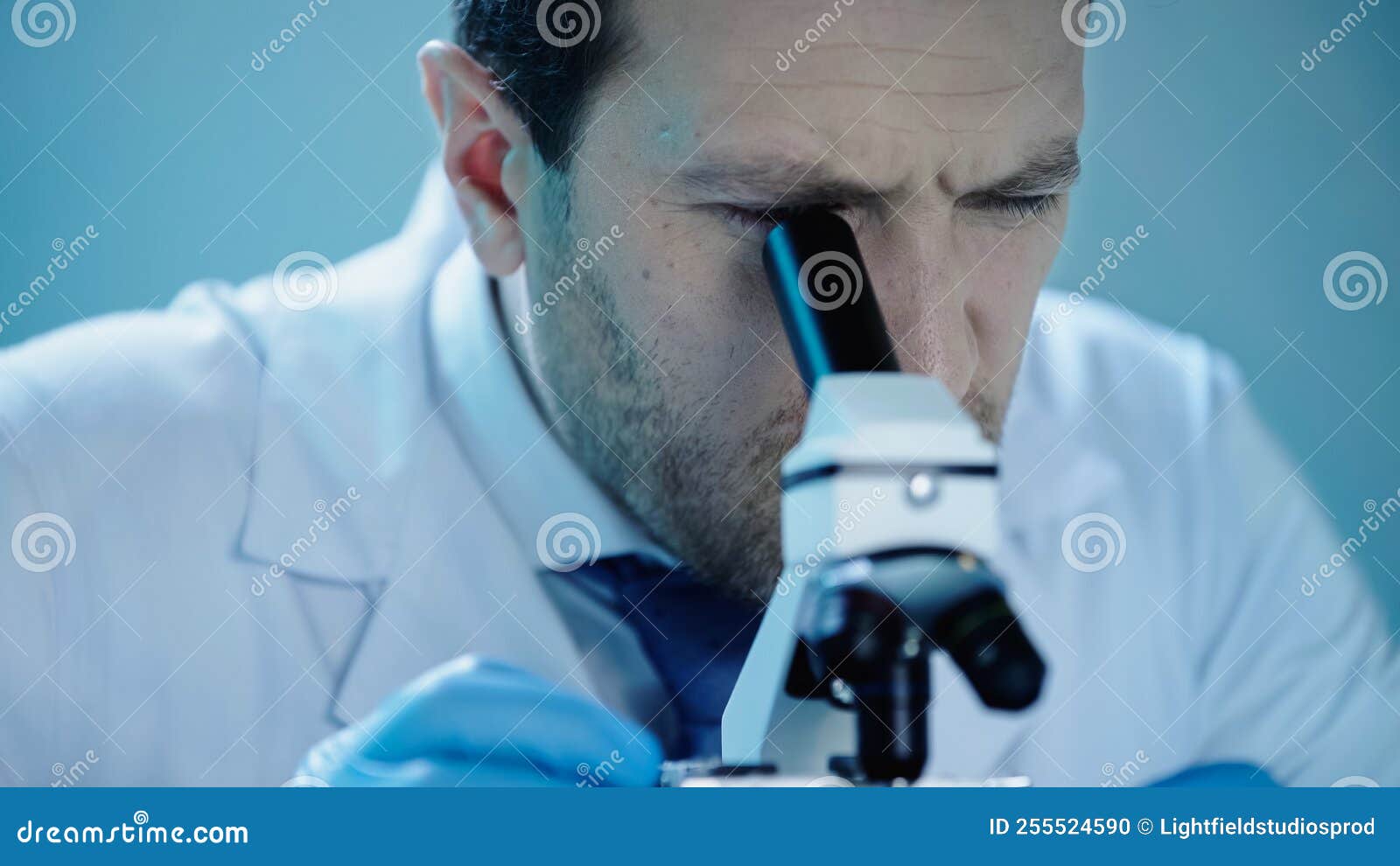 Scientist in White Coat Looking through Stock Photo - Image of ...