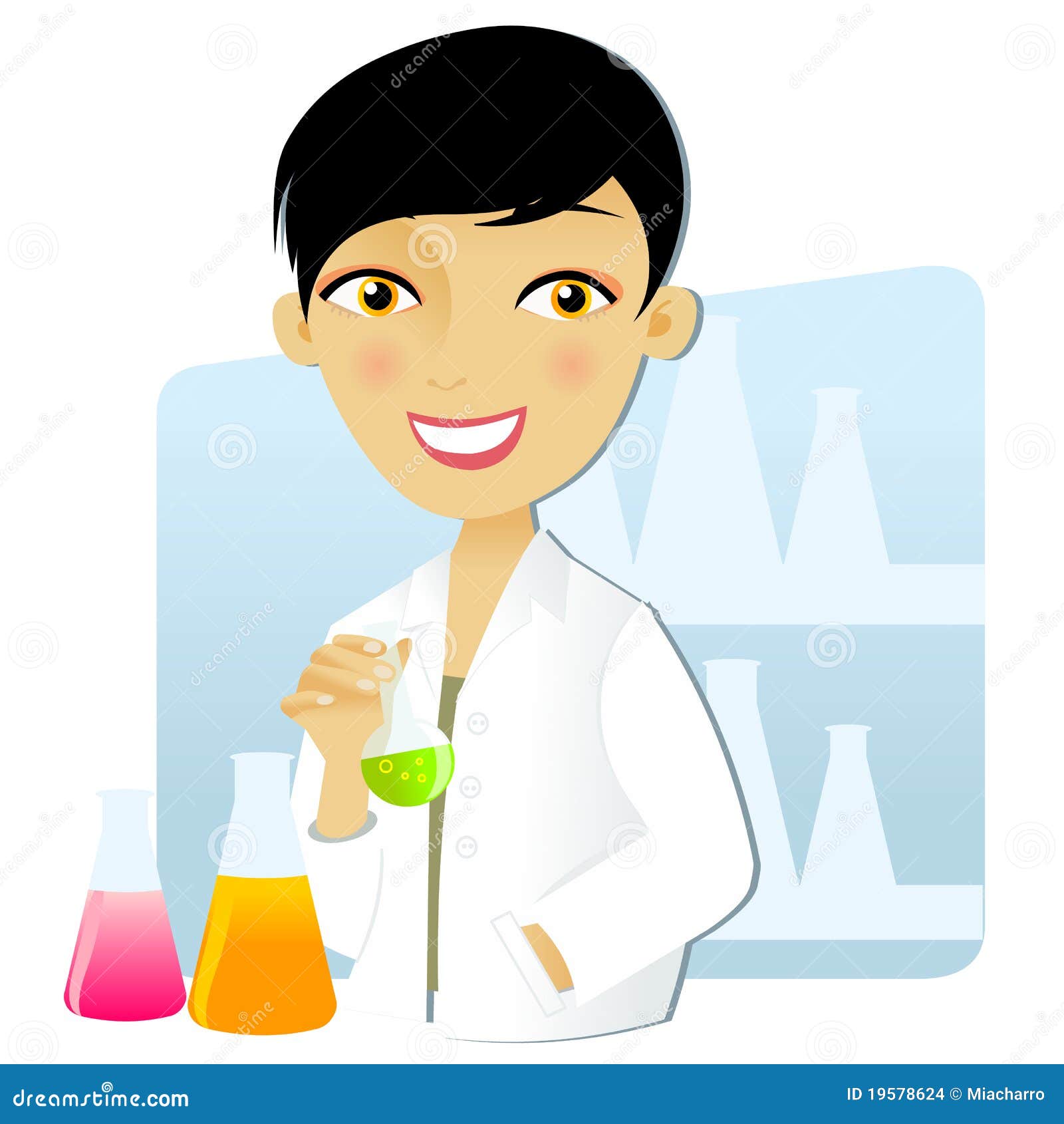 Scientist Woman With A Chemistry Glass Explaining Chemical Reaction ...
