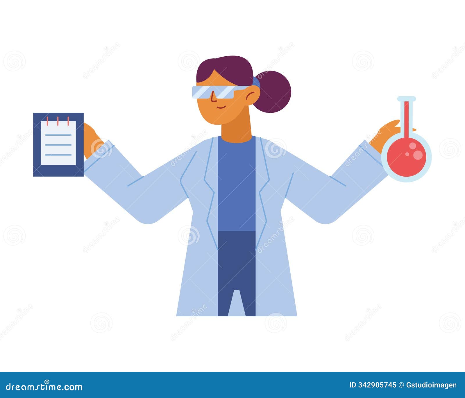 Set Of Chemistry Experiment, Package Size And Dot Plot Line Icons For ...