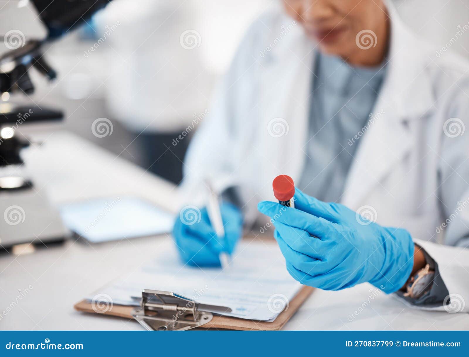 Scientist, Woman and Writing Lab Results with Study, Focus or Analysis ...