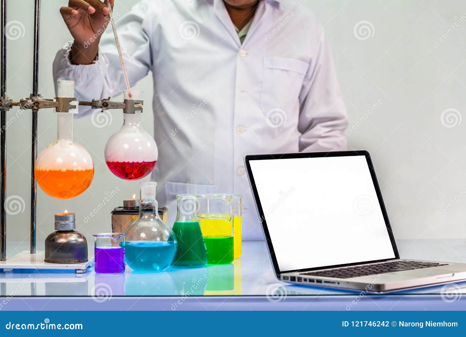 A Scientist Work on Computer in Lab Stock Photo - Image of computer ...