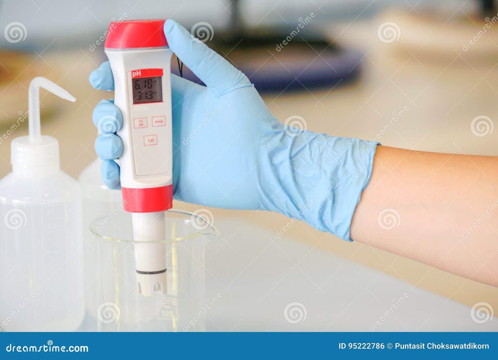 The Scientist Work at Handle PH Meter Stock Photo - Image of liquid ...