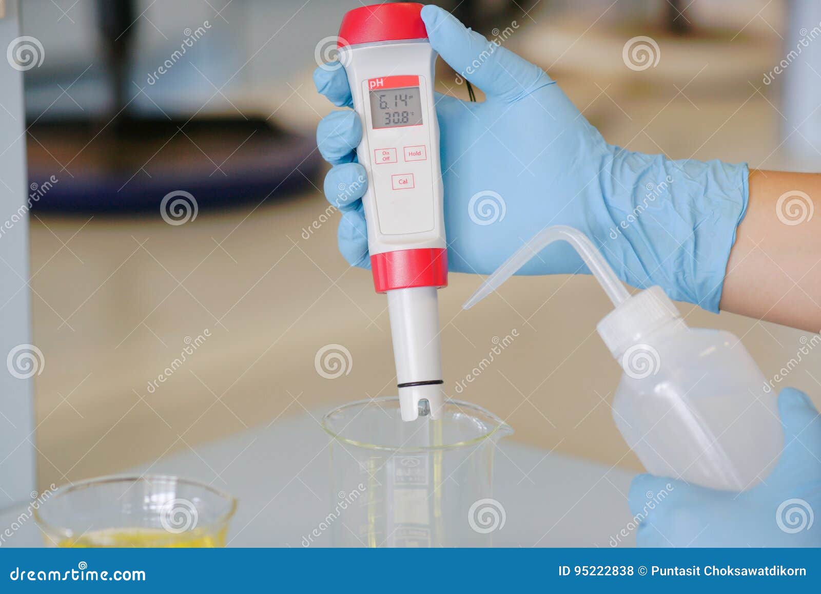 The Scientist Work at Handle PH Meter Stock Photo - Image of blue ...