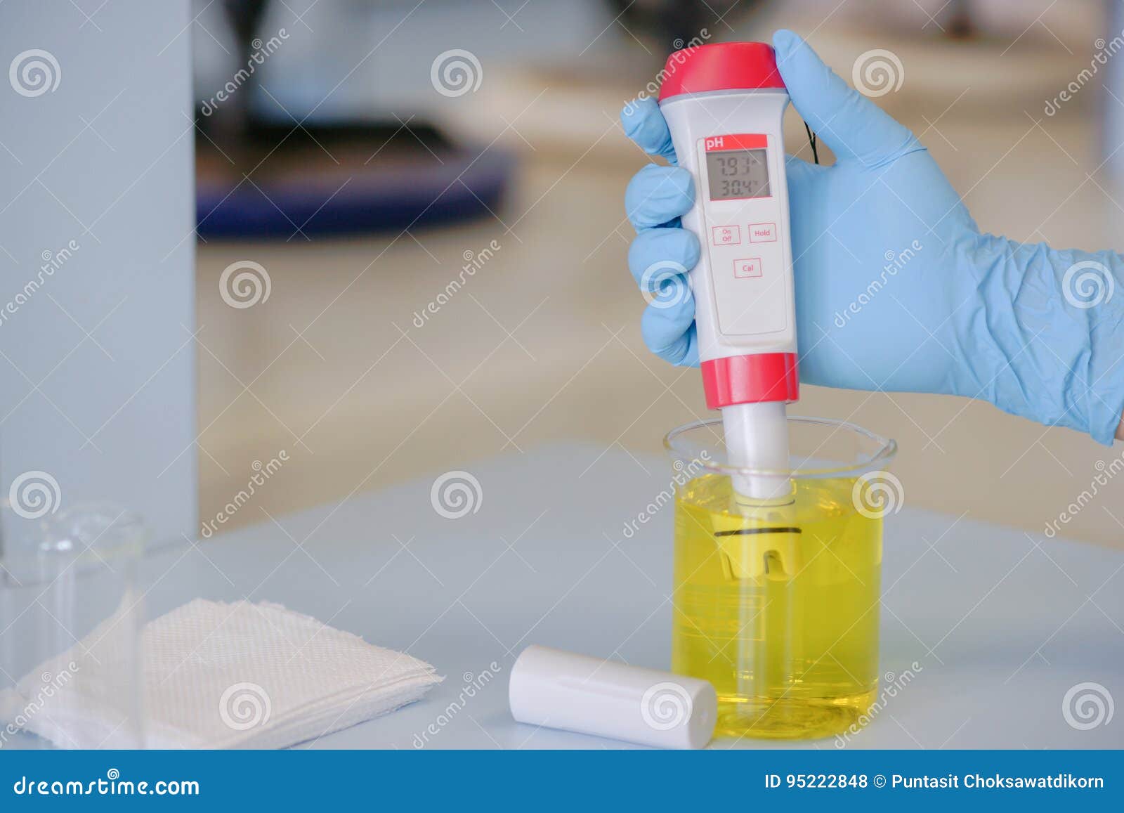The Scientist Work at Handle PH Meter Stock Photo - Image of green ...