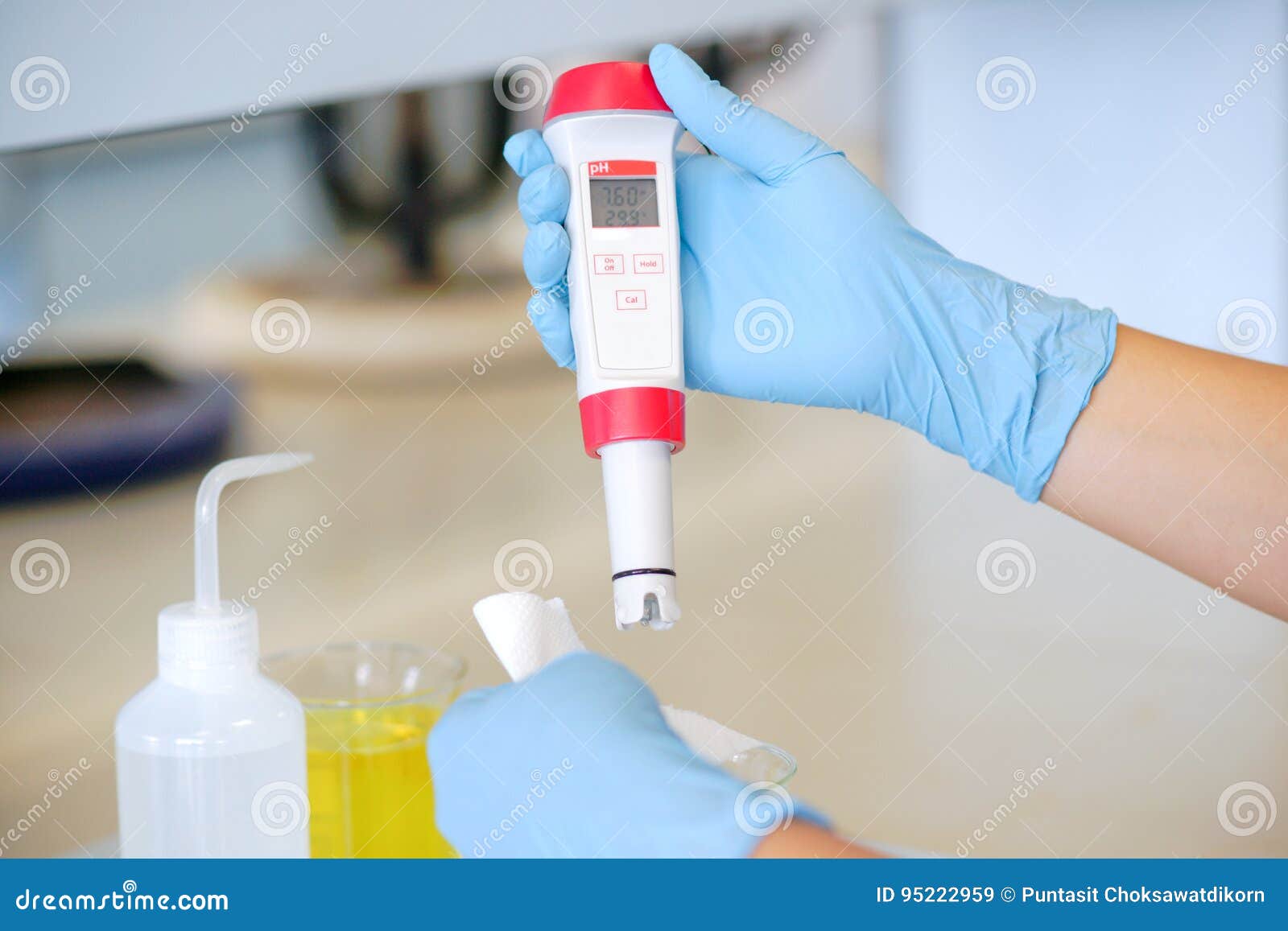 The Scientist Work at Handle PH Meter Stock Image - Image of chemical ...