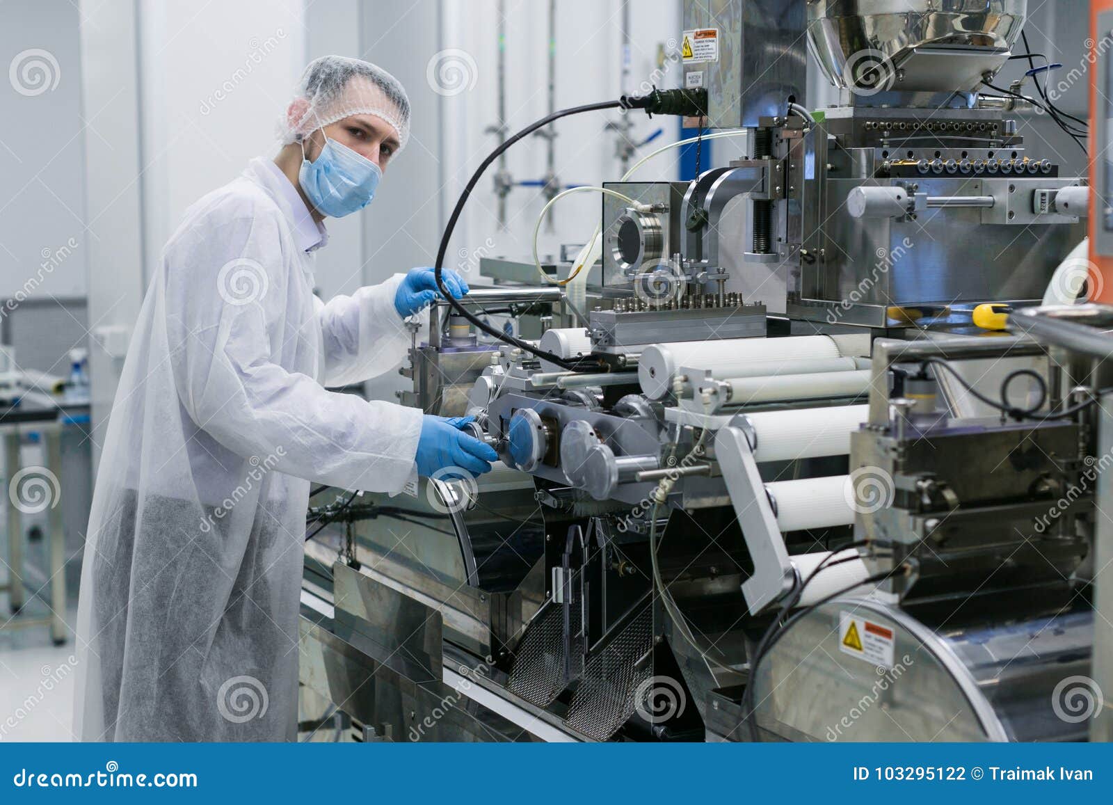 Scientist Work with Manufacture Machine Stock Photo - Image of ...
