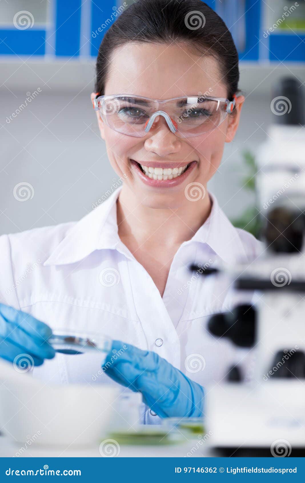 Scientist during Work at Modern Biological Laboratory Stock Photo ...