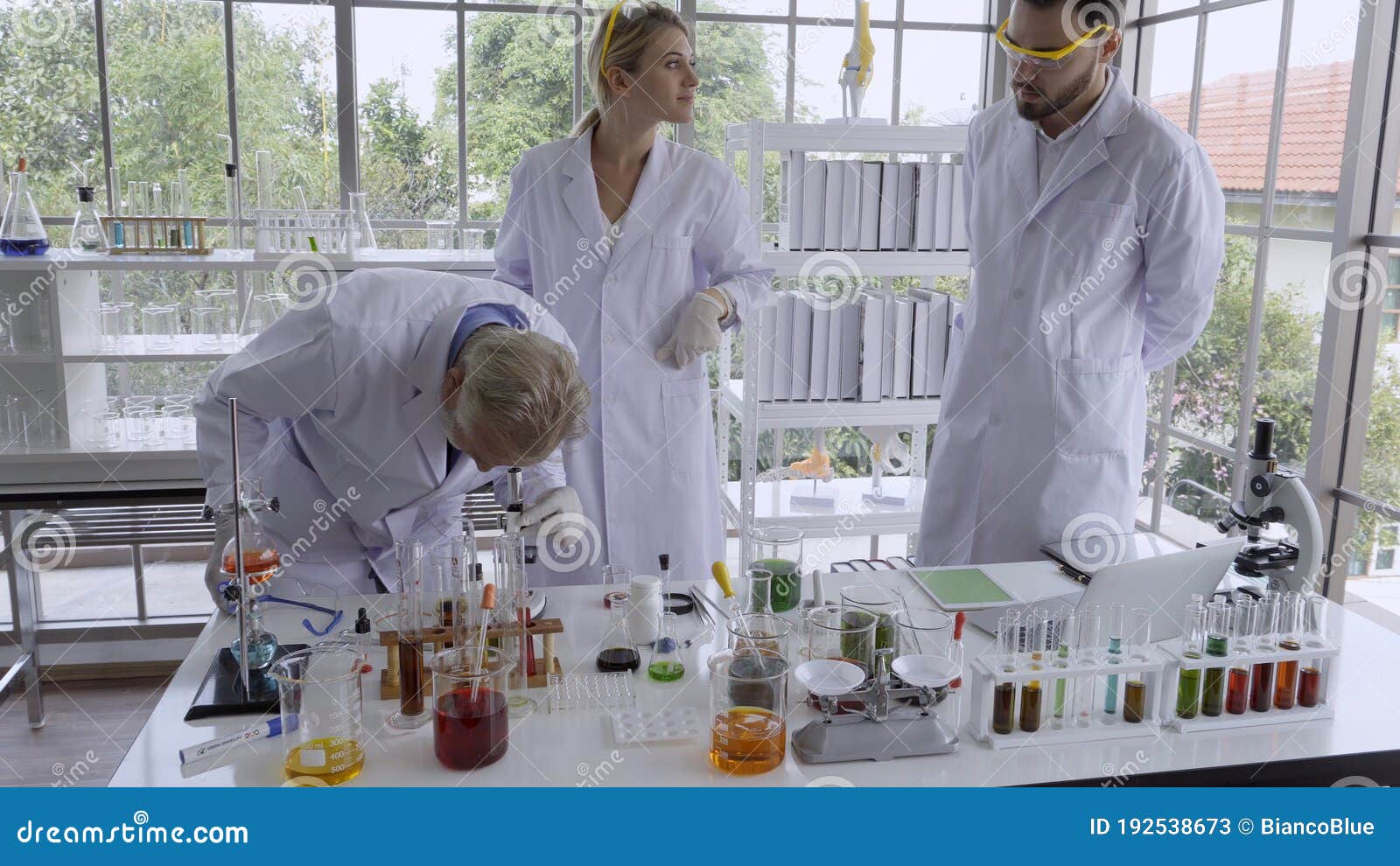 Scientist Work with Science Equipment in Laboratory. Scientific ...
