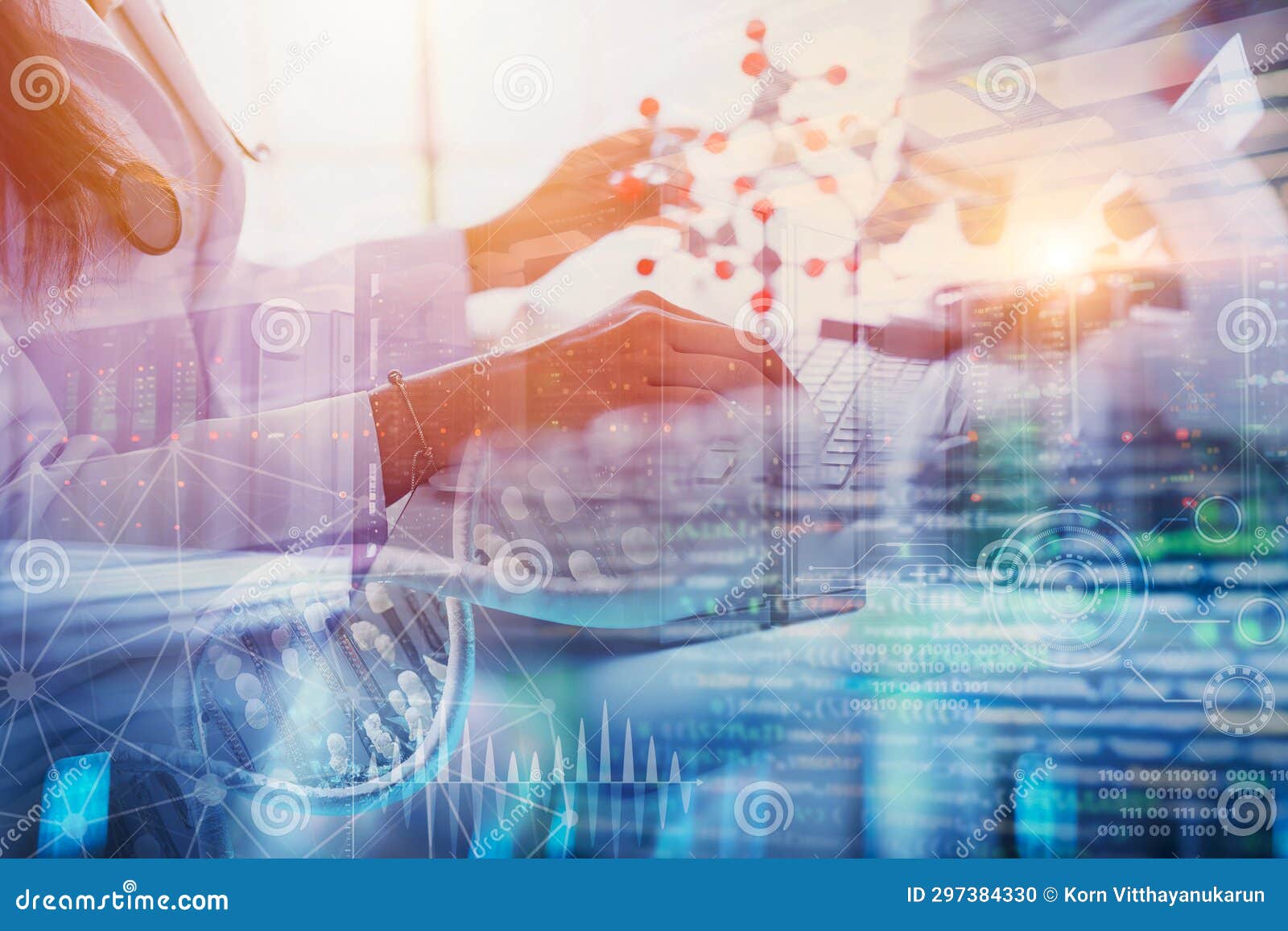 Scientist Working in Advance Science Lab Using Super Computer ...