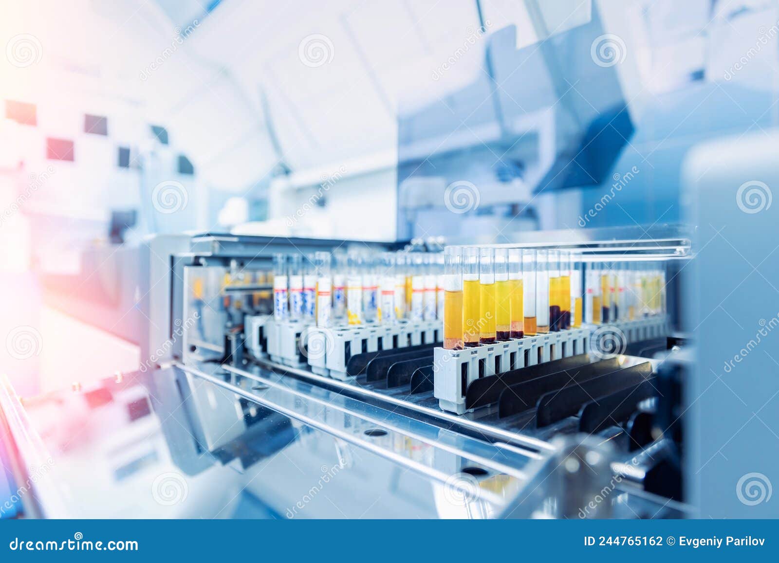 Scientist Working with Auto Robotical Machine for Testing Blood, Modern ...