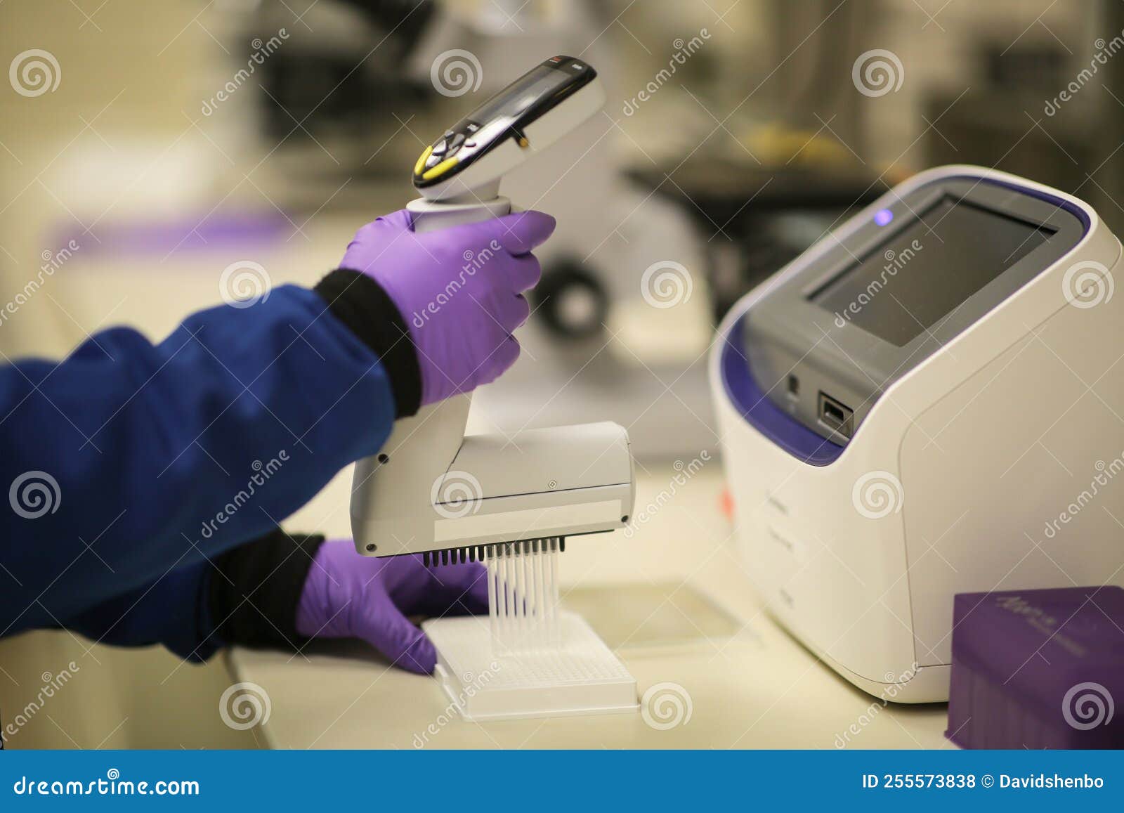 Scientist Working in a Biology Lab with a Pipette Stock Photo - Image ...