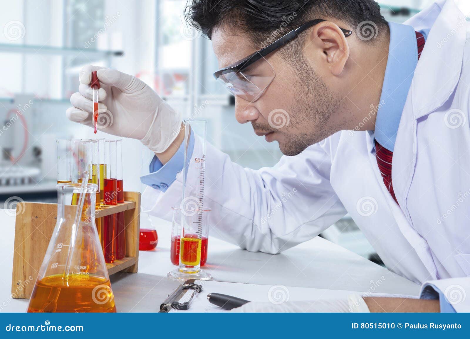 Scientist Working with Chemical Fluid Stock Photo - Image of asian ...