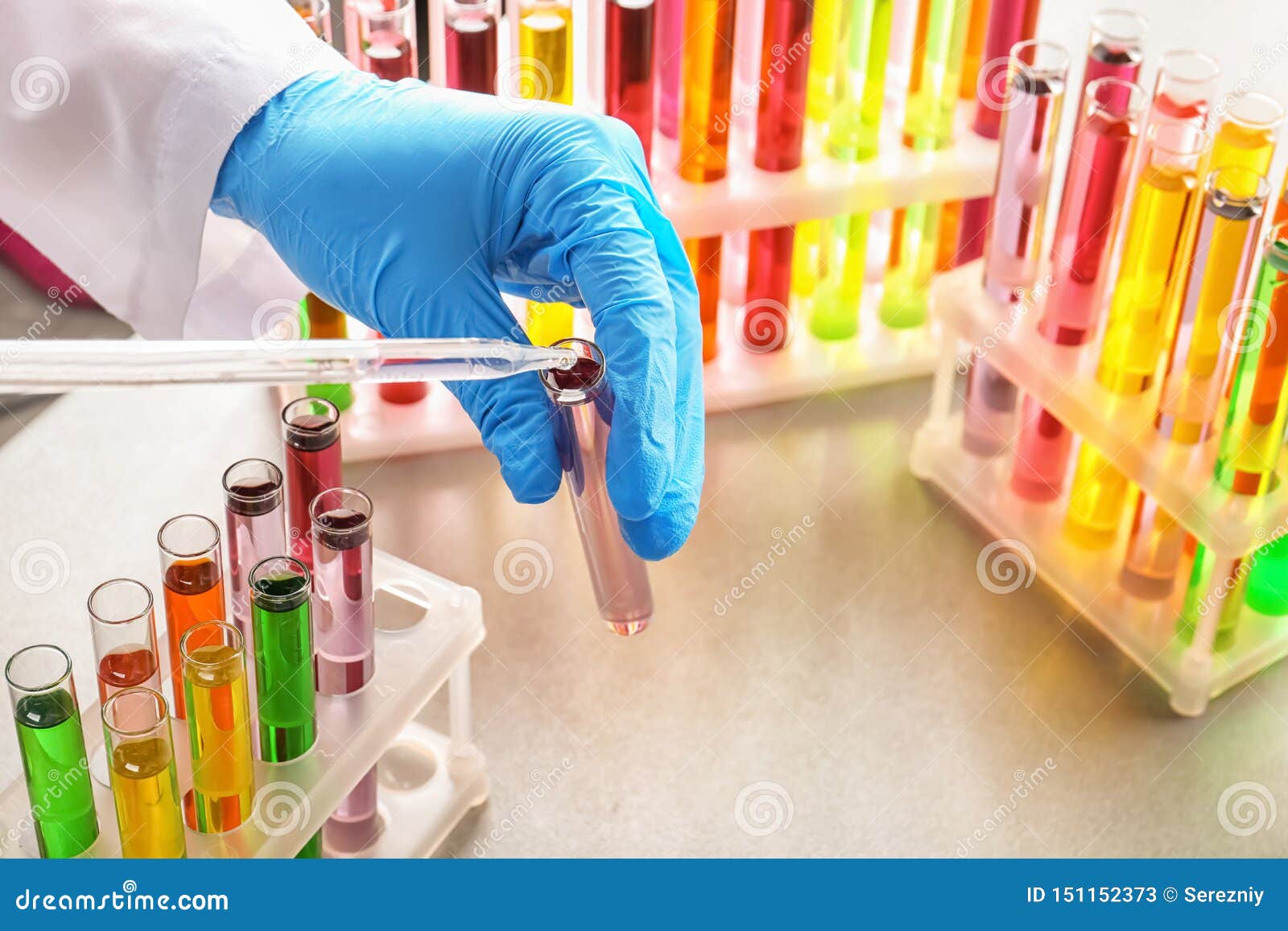 Scientist Working with Color Sample in Laboratory, Closeup Stock Image ...