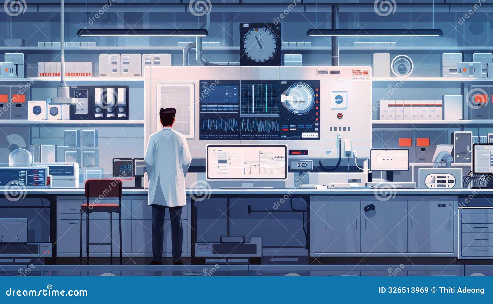 Scientist Working in High-tech Laboratory with Advanced Equipment ...