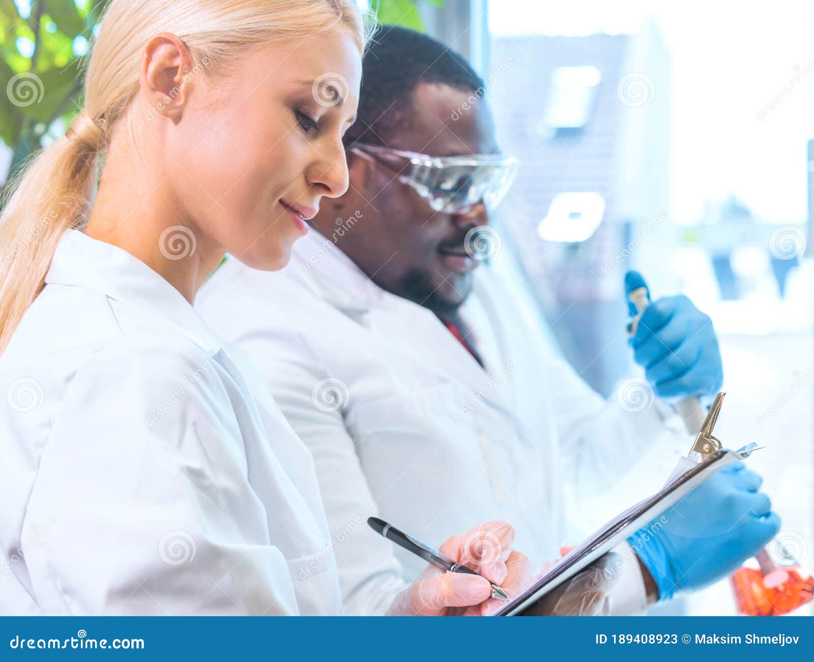 Scientist Working in Lab. Doctors Making Medical Research Stock Image ...