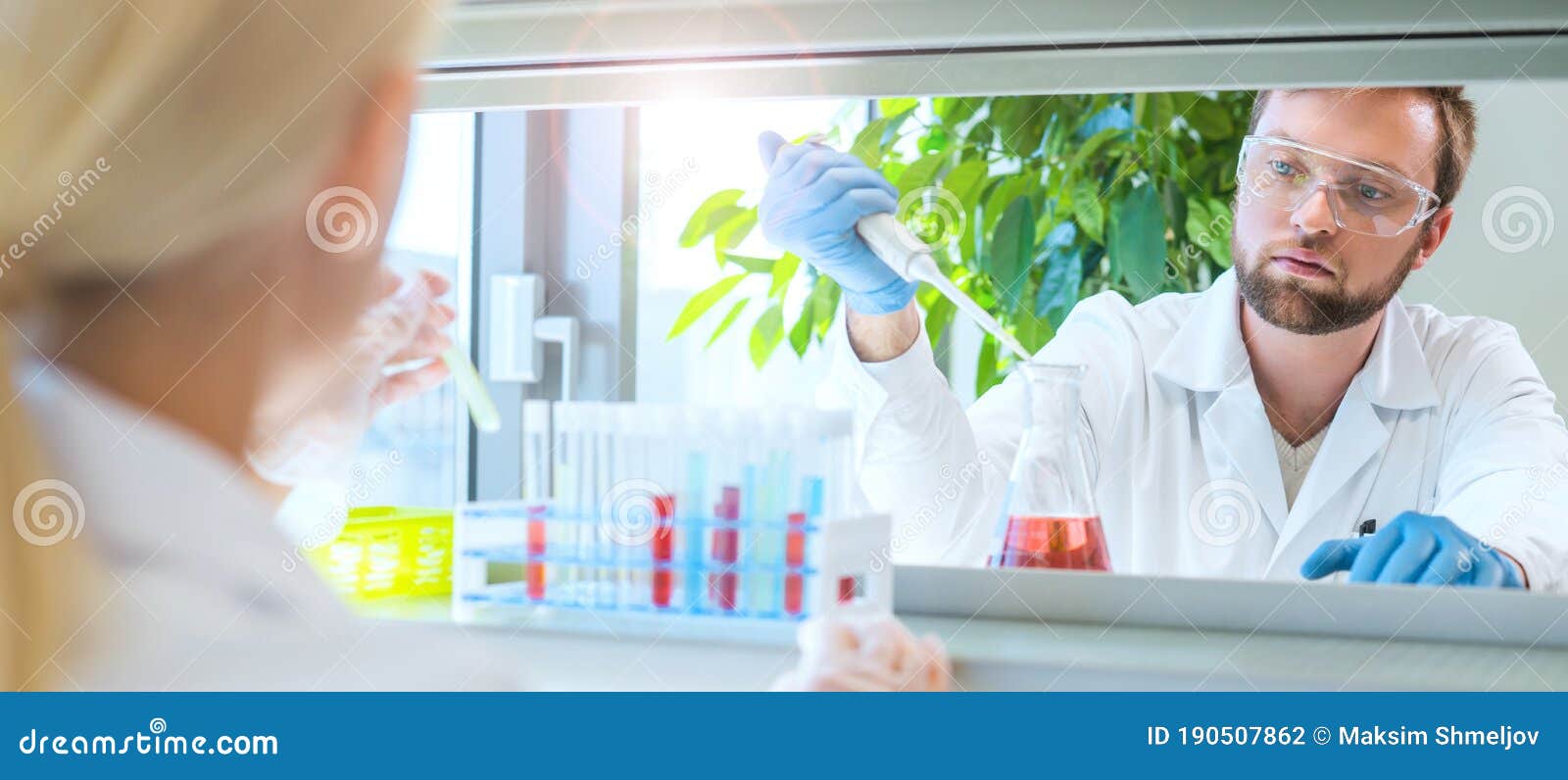 Scientist Working in Lab. Doctors Making Medical Research Stock Photo ...