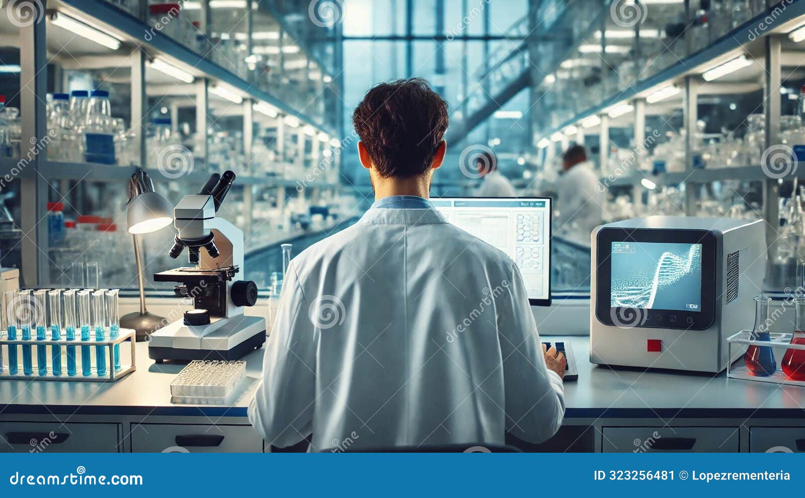 Scientist Working with Lab Equipment in Modern Research Facility for ...