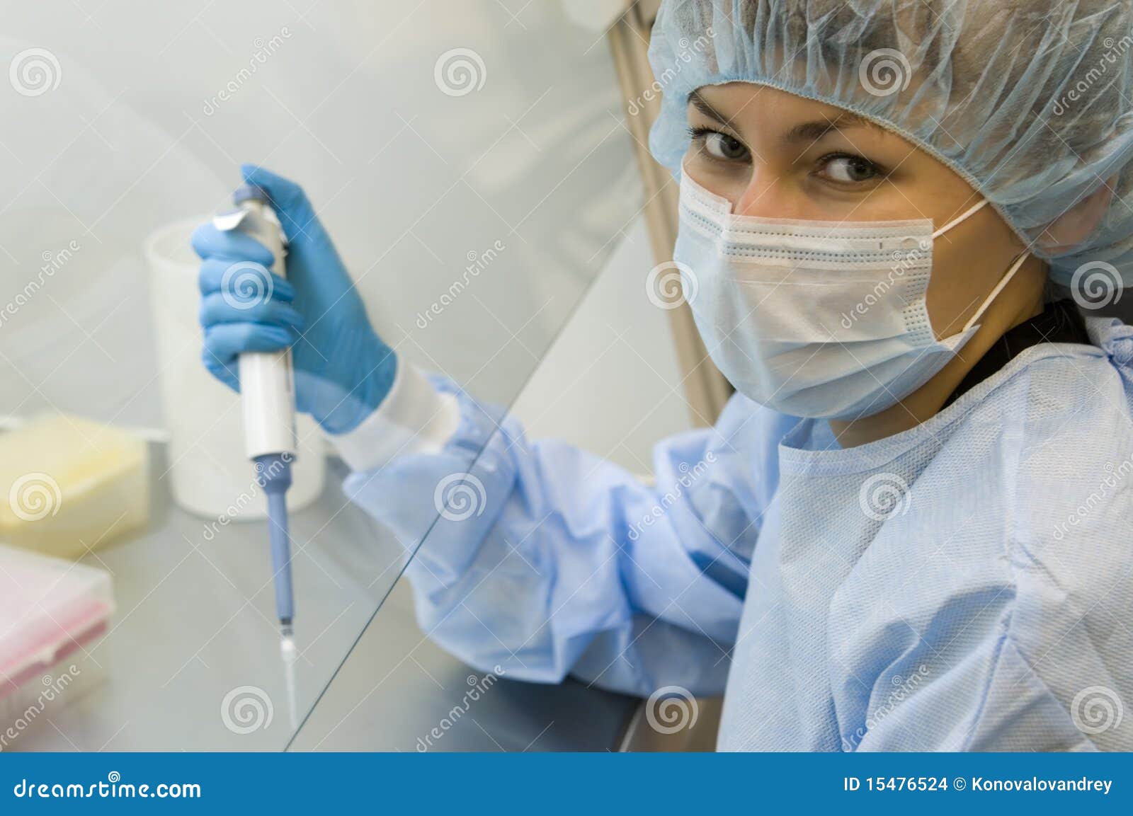 Scientist Working With Chemical Reaction In Chemistry Laboratory. Close ...