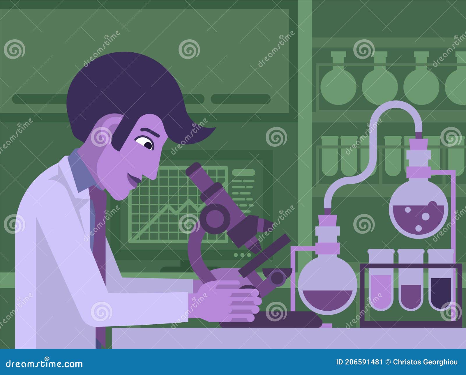 Scientist Working In Laboratory Vector Illustration. Science Lab ...