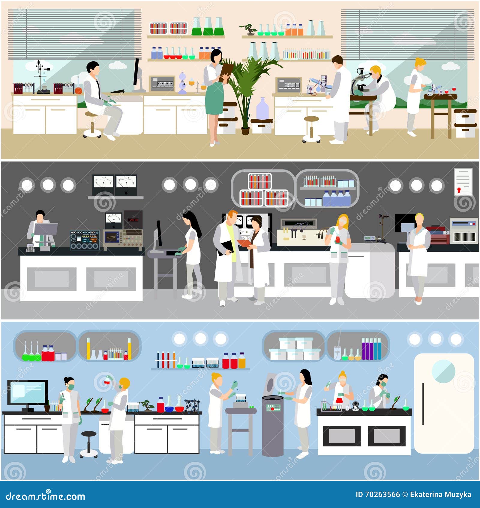 Scientist Working in Laboratory Vector Illustration. Science Lab ...