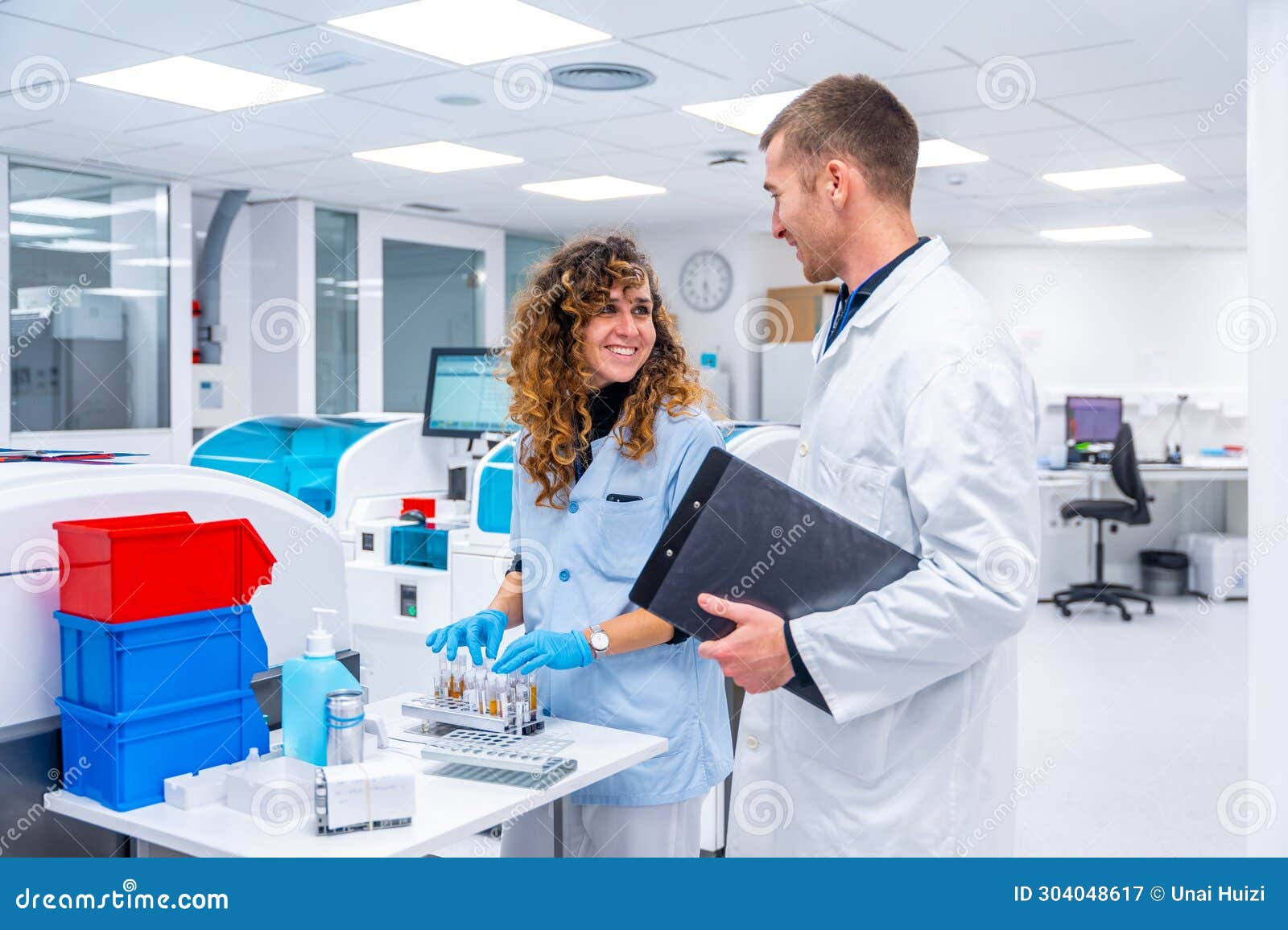 Scientist Working in a Modern Laboratory of an Hospital Stock Image ...