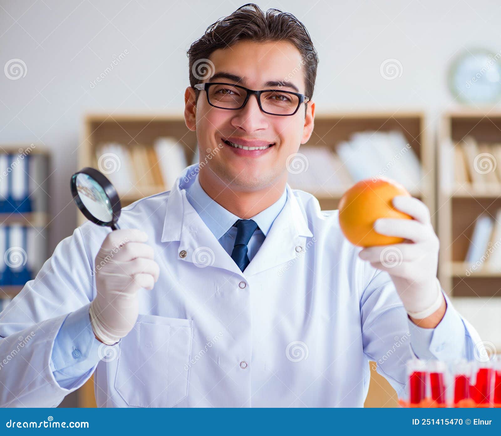 Scientist Working on Organic Fruits and Vegetables Stock Photo - Image ...
