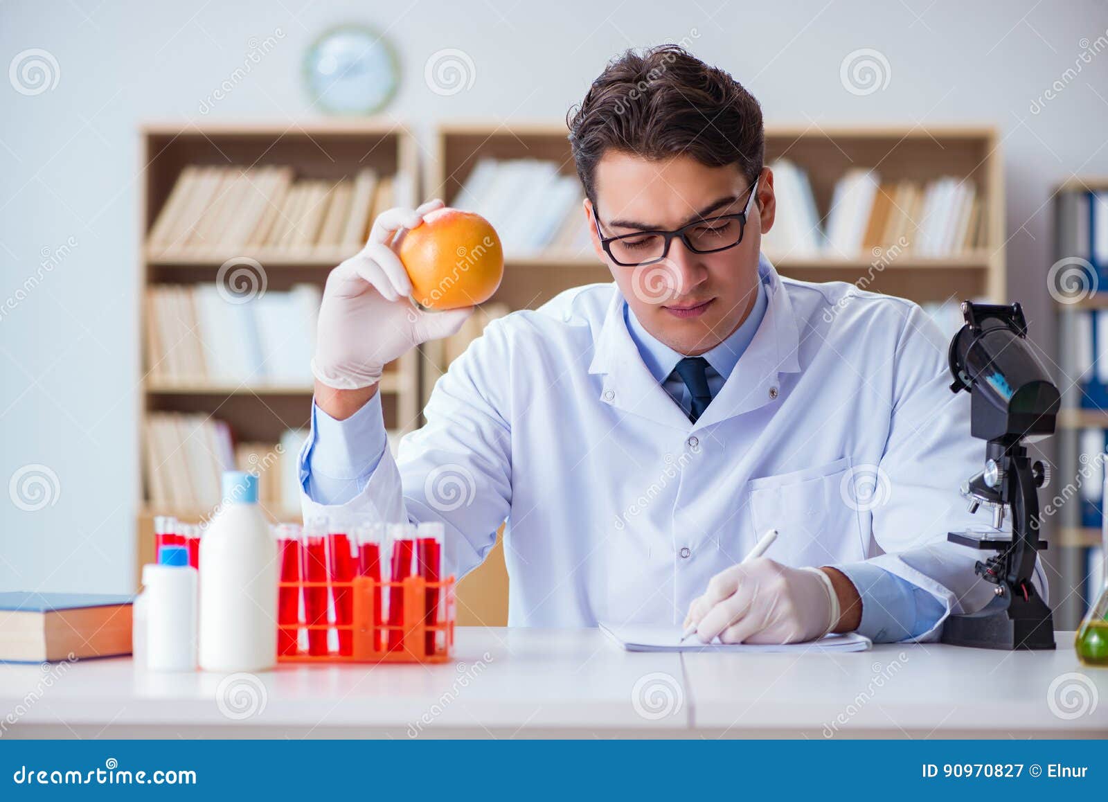 The Scientist Working on Organic Fruits and Vegetables Stock Image ...