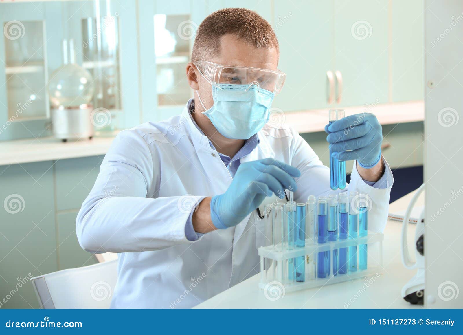 Scientist Working with Test Tubes in Laboratory Stock Image - Image of ...