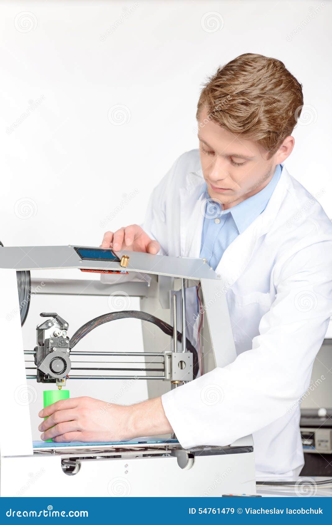 Scientist Working with Three-dimensional Printer Stock Image - Image of ...
