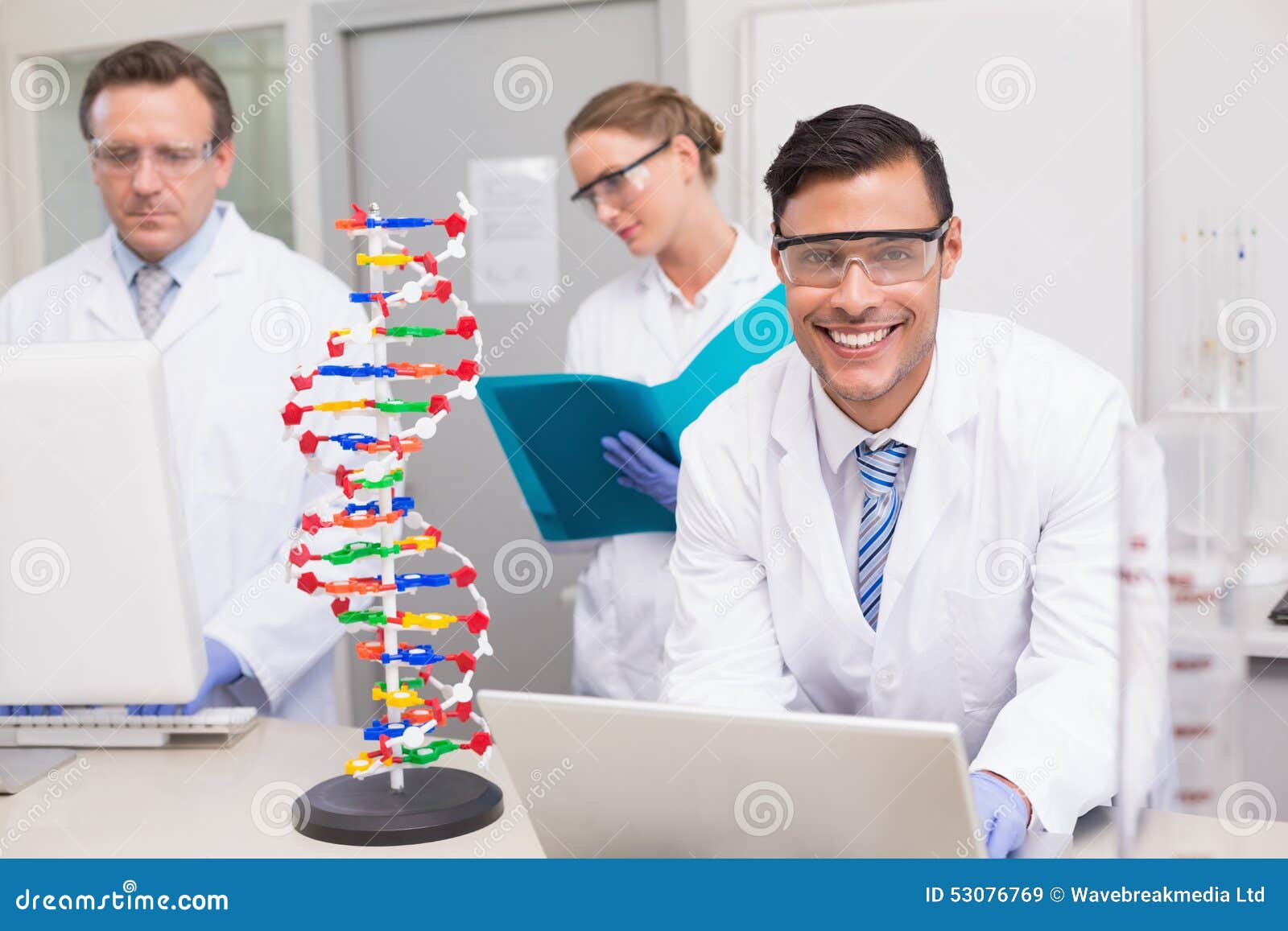 Scientist Working Together with Laptop and Computer Stock Image - Image ...