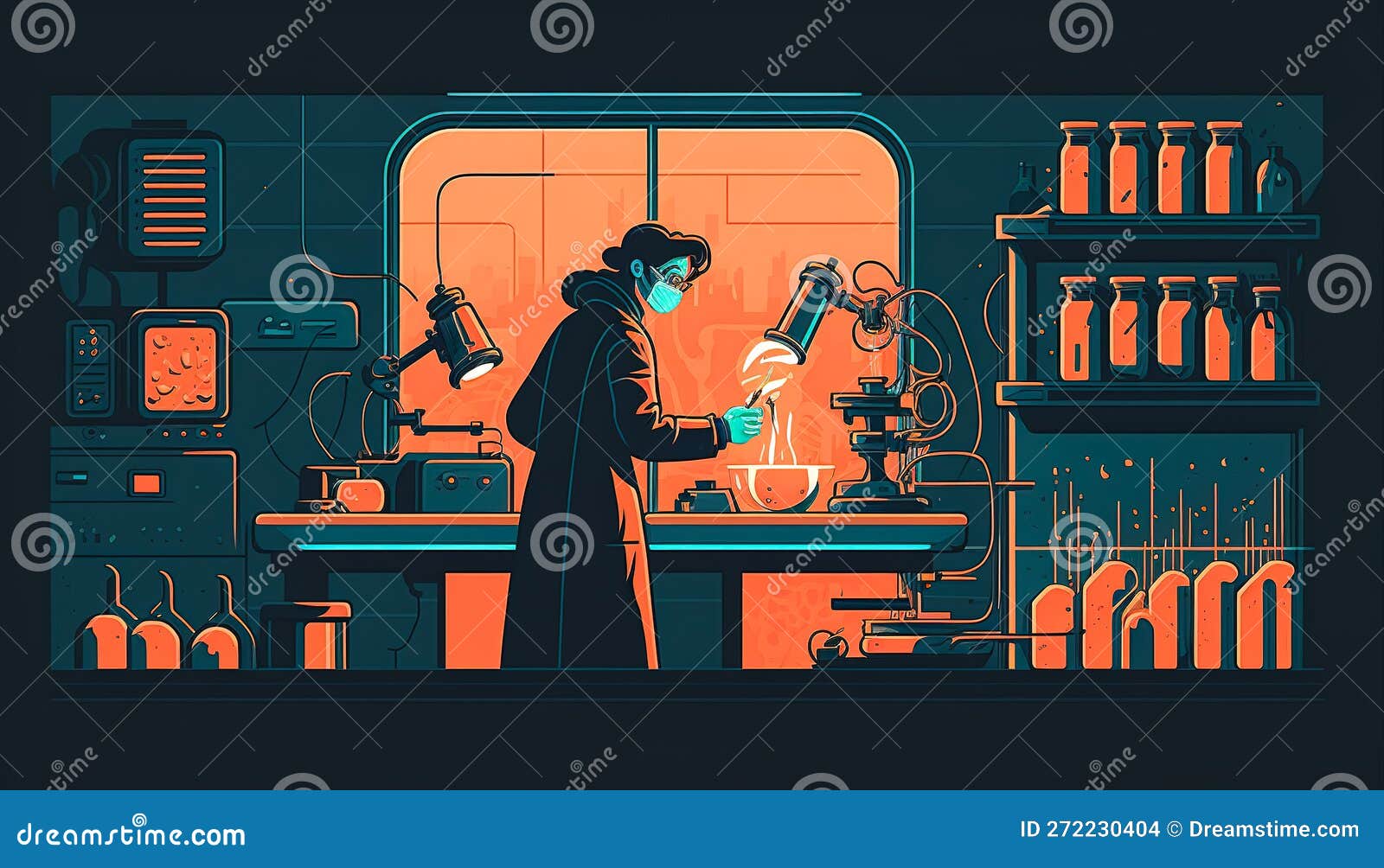 Scientist Working on a Virus in a Secret Laboratory. Generative AI ...