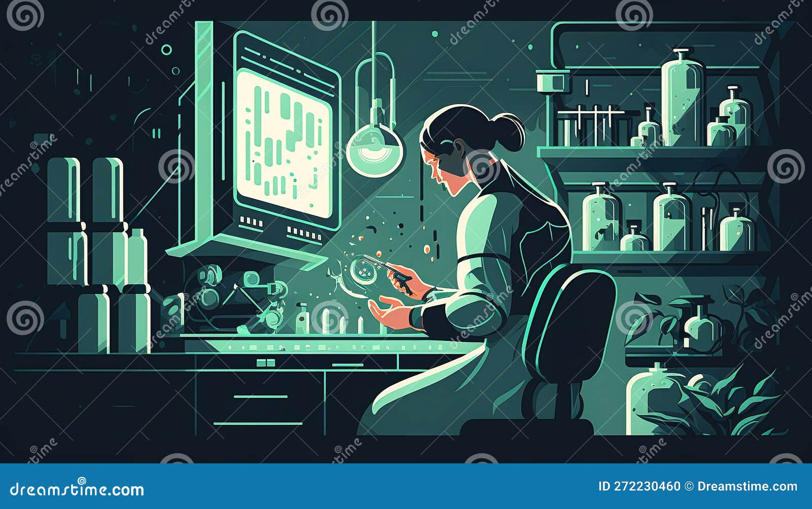 Scientist Working on a Virus in a Secret Laboratory. Generative AI ...