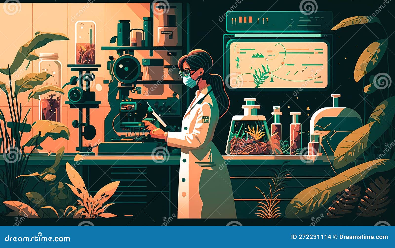 Scientist Working on a Virus in a Secret Laboratory. Generative AI ...