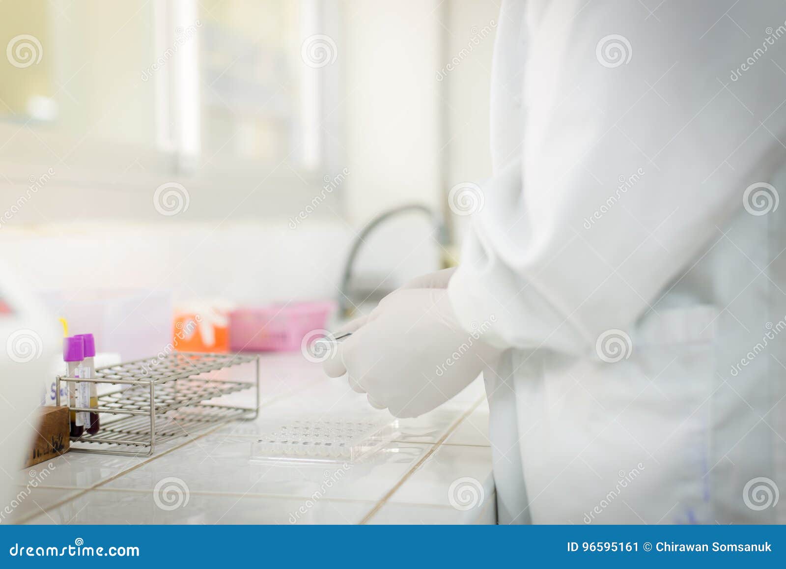 Scientist Working in White Laboratory. Stock Image - Image of science ...