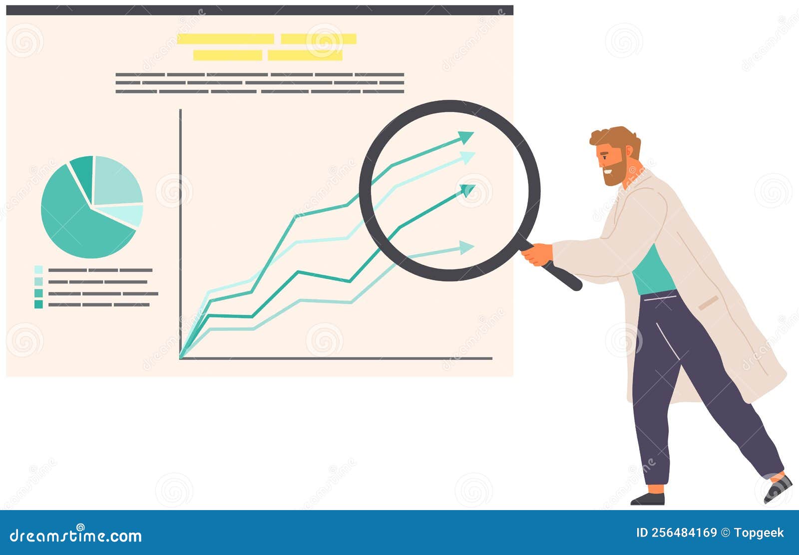 Scientist Works with Data Analytics and Research of Statistics. Man ...