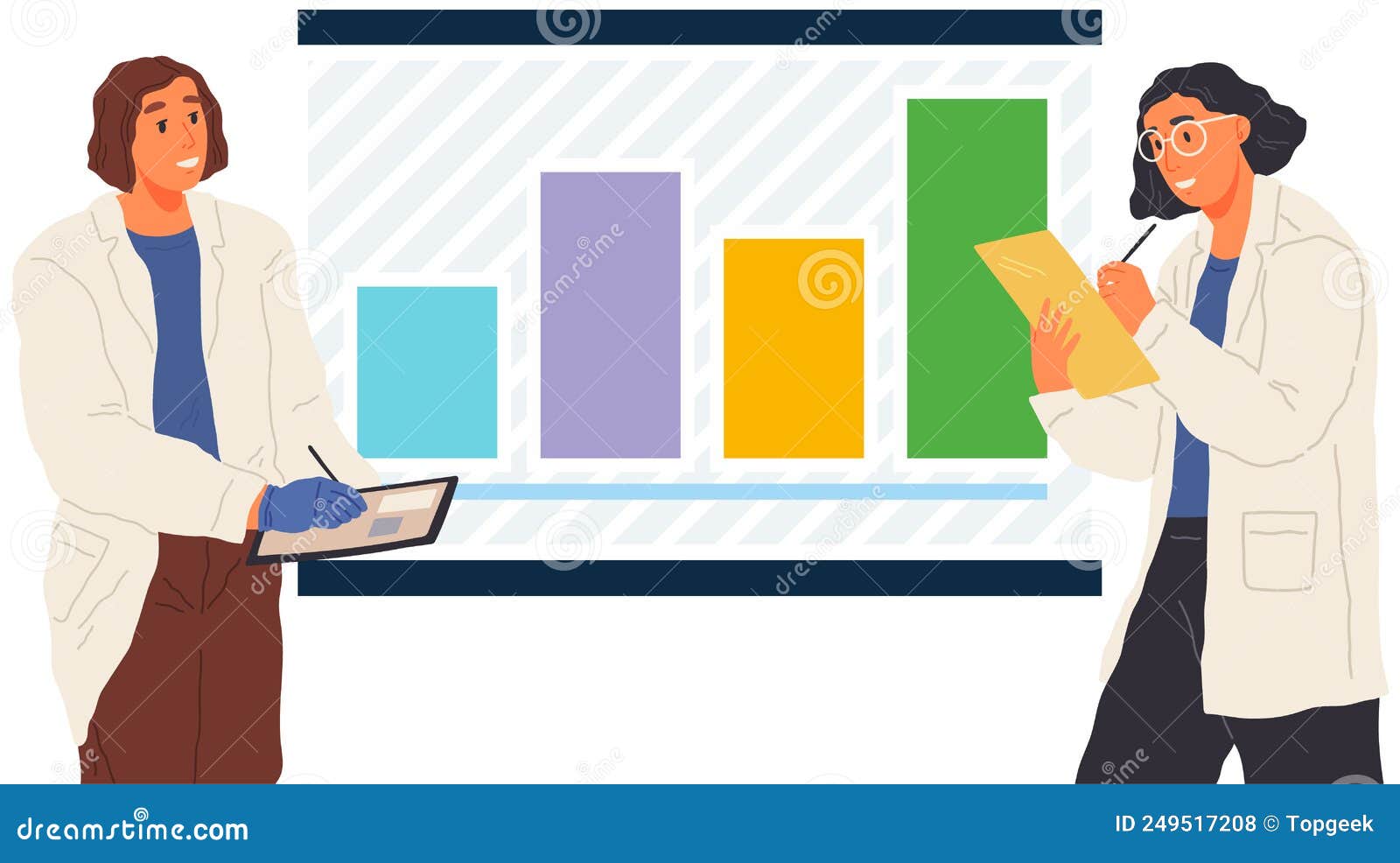 Scientist Works with Data Analytics and Research of Statistics. Woman ...