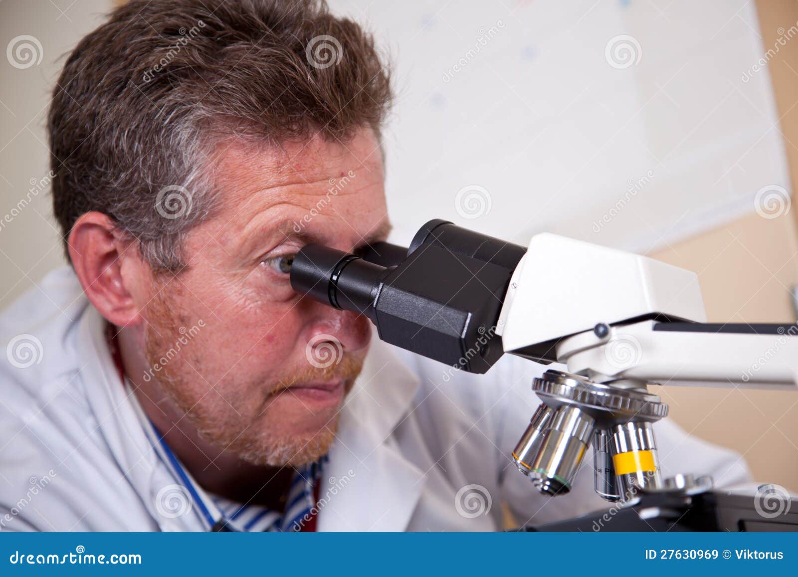 Scientist Works with Microscope Stock Image - Image of biology, labware ...