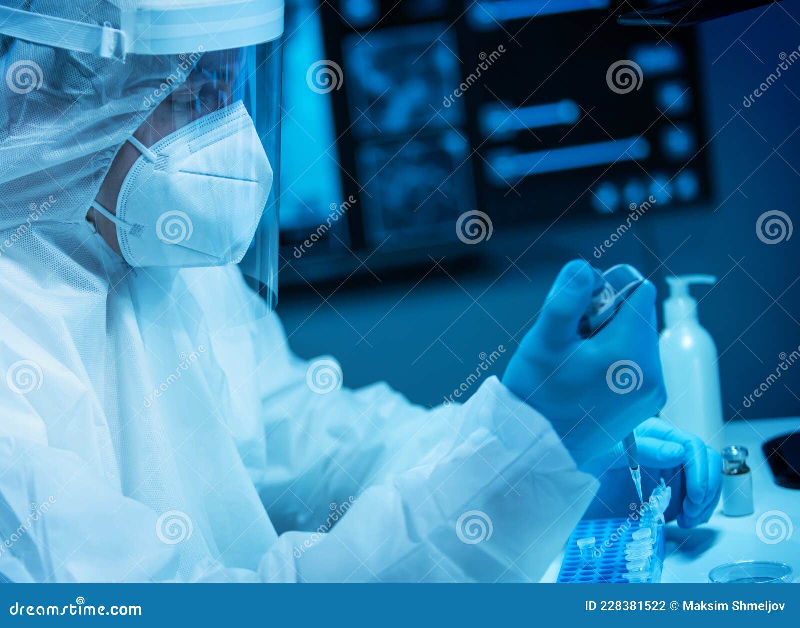 Scientist Works in a Modern Scientific Lab Using Laboratory Equipment ...