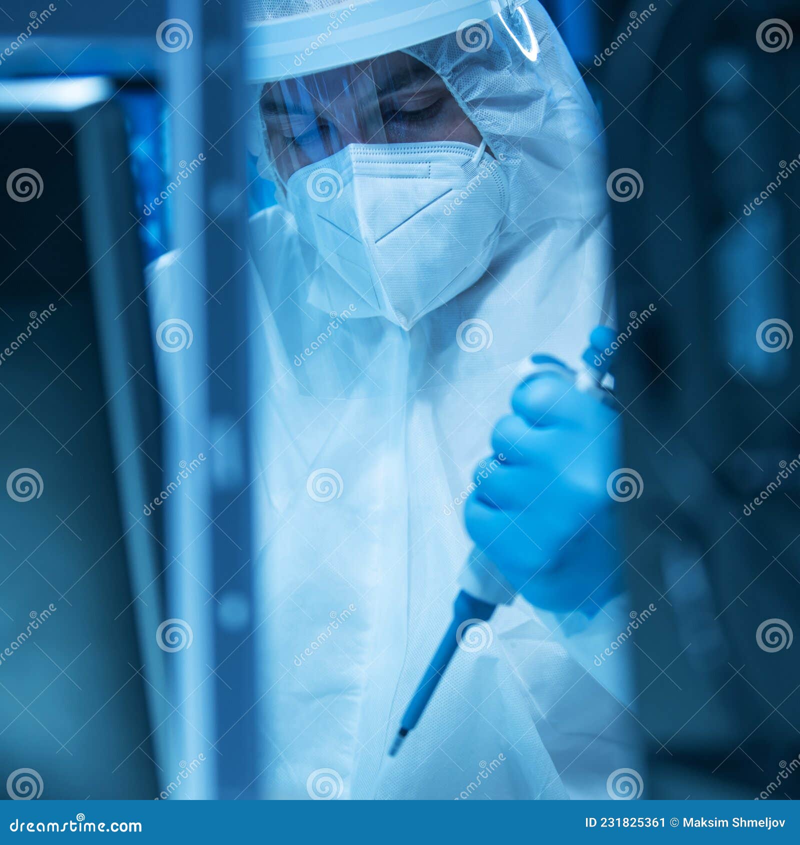 Scientist Works in a Modern Scientific Lab Using Laboratory Equipment ...