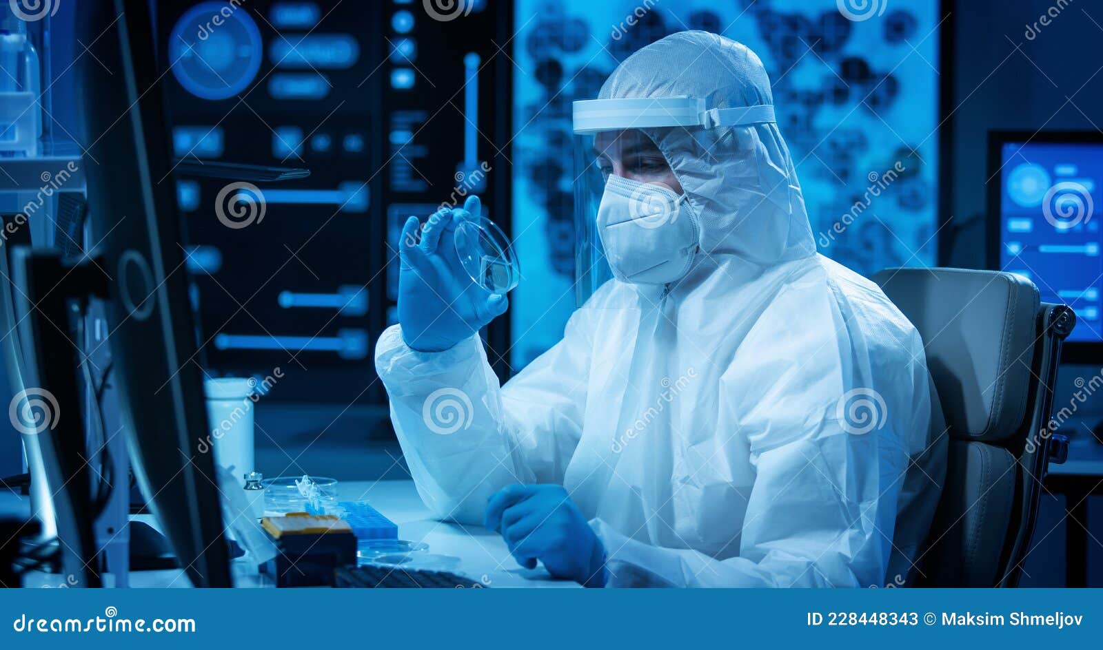 Scientist Works in a Modern Scientific Lab Using Laboratory Equipment ...