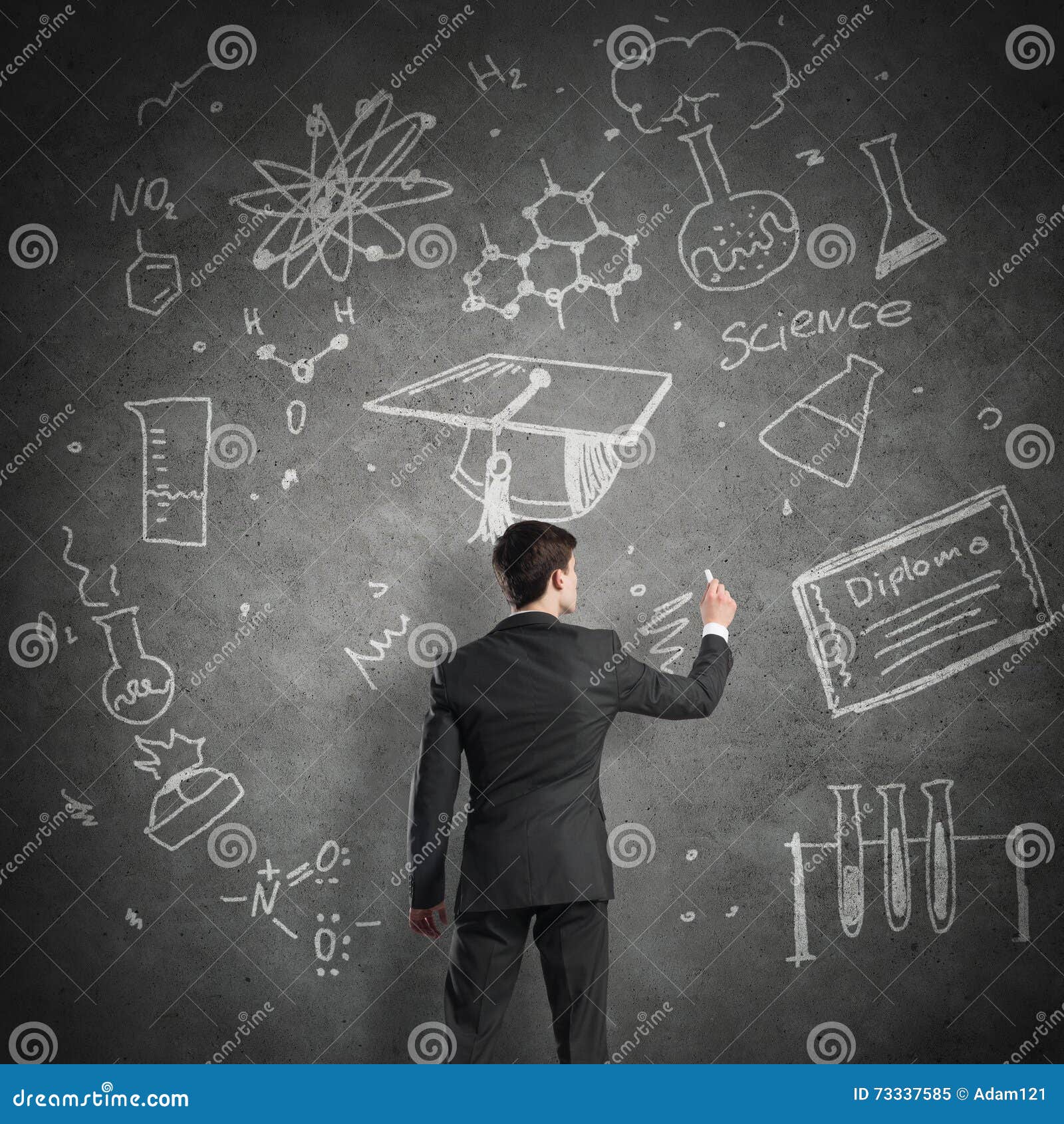 Scientist Writing Formulas on Chalkboard Stock Image - Image of ...