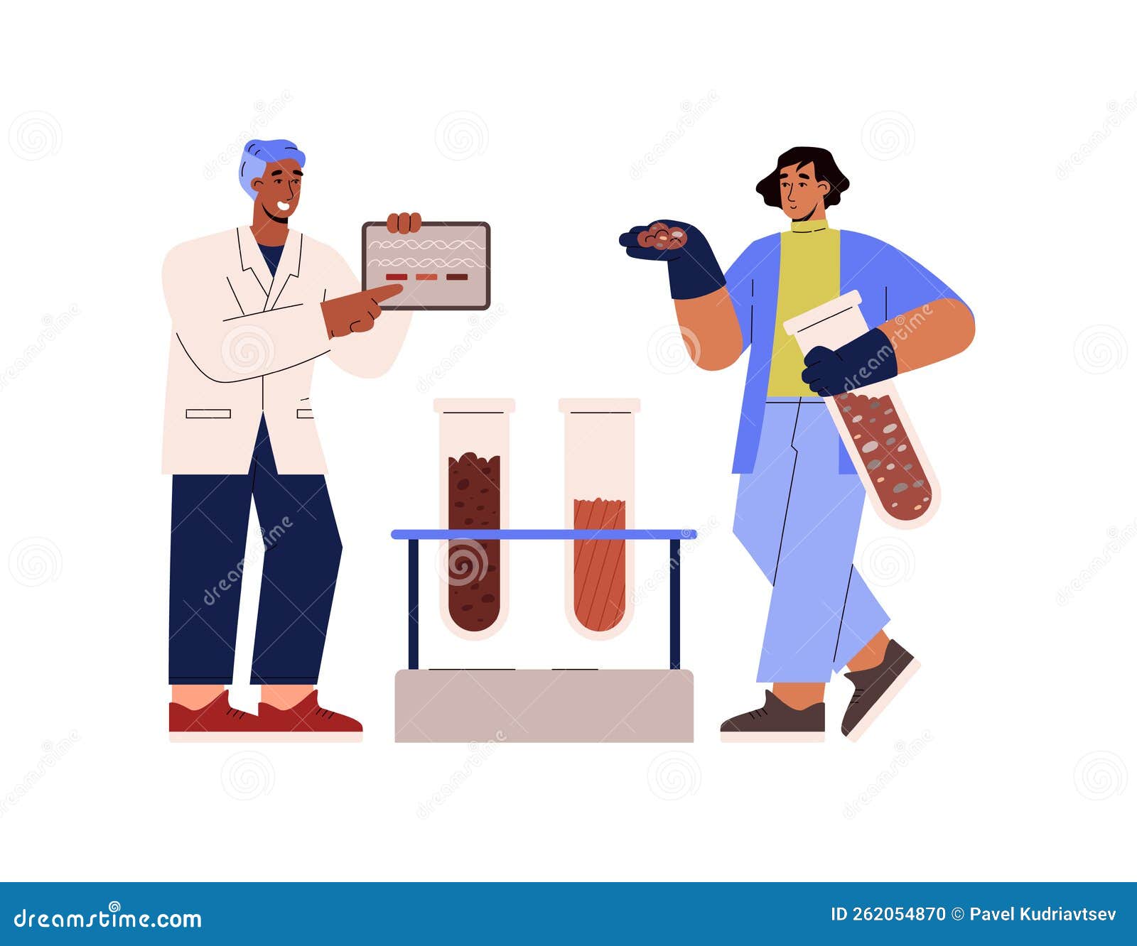 Scientists Analyzing Soil Samples Flat Cartoon Vector Illustration ...